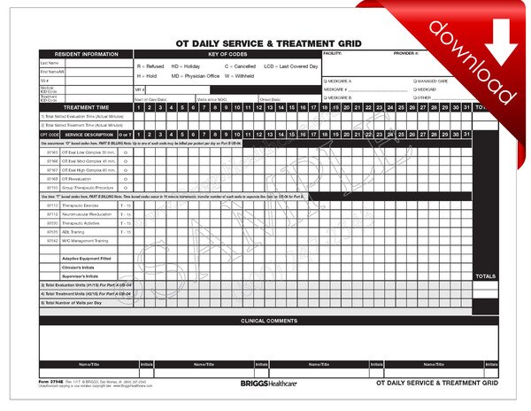 OT Daily Service and Treatment Grid - DIGITAL FORM
