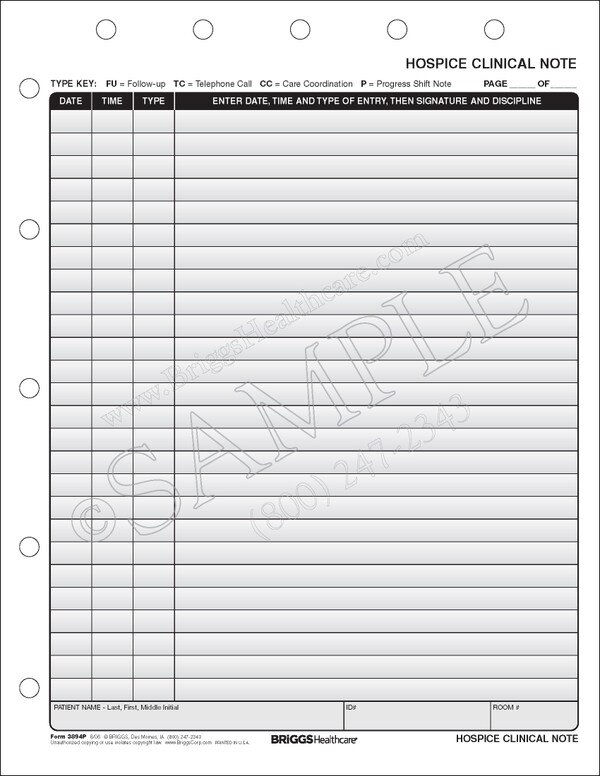 Hospice Clinical Note Form : CLOSEOUT ITEM