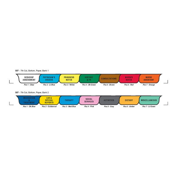 Chart Divider Set - Paper - Long-Term Care - 14 Tabs Bottom - CLOSEOUT ITEM