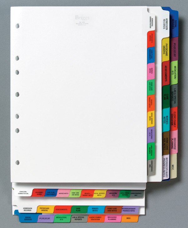Chart Divider Set - Poly - Home Care - 10 Tabs Bottom