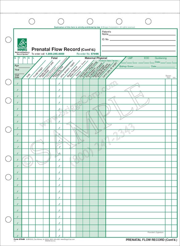 Prenatal Flow Record Continuation Sheet (MNRS)