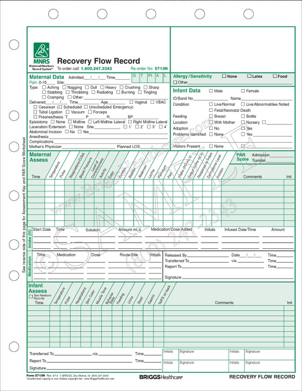 Recovery Flow Record Form