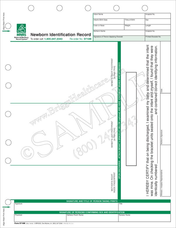 Newborn Identification Record Form