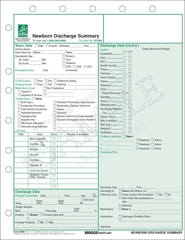 Newborn Discharge Summary Form