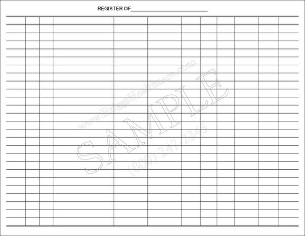 All-Purpose Blank Register Ledger Book Sheet