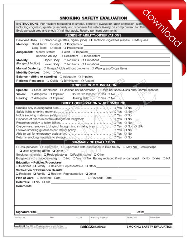 Smoking Safety Evaluation - DIGITAL FORM