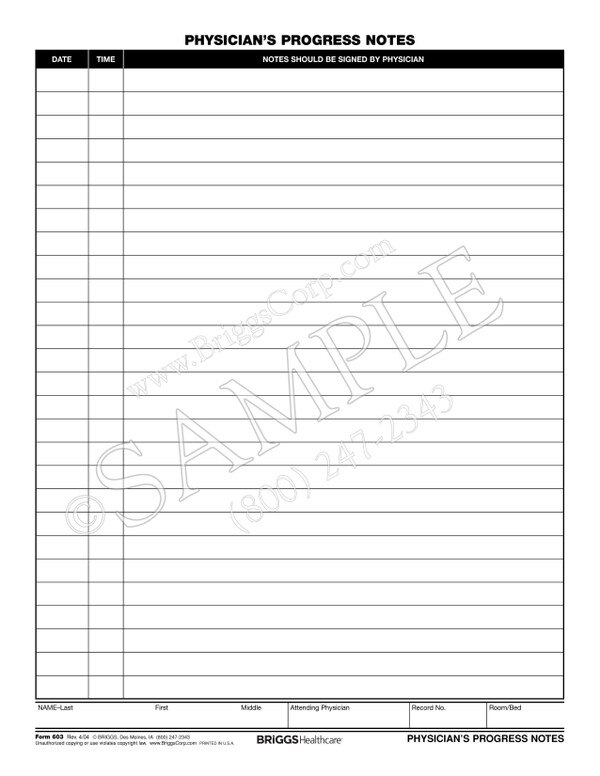 Physicians Progress Notes Form