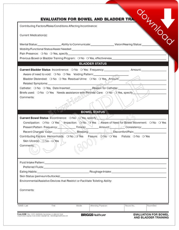 Evaluation for Bowel and Bladder Training - DIGITAL FORM