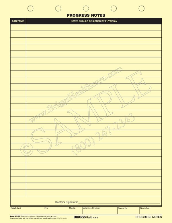 Progress Notes 2-Sided/Top Punch Form