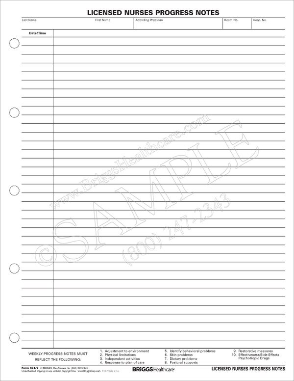 Licensed Nurses Weekly Progress Notes : CLOSEOUT ITEM