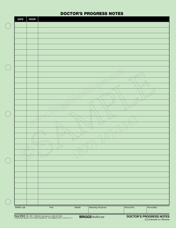 Doctors Progress Notes Form