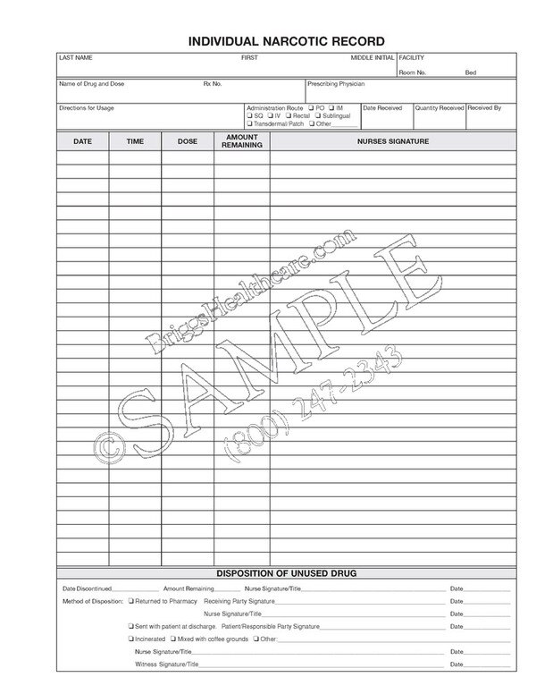 Individual Narcotic Record Book