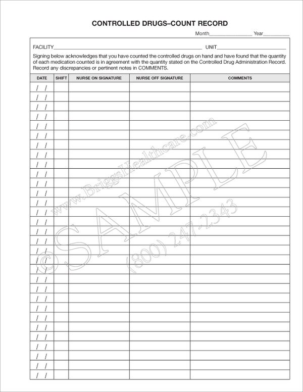 Individual Narcotic Record Book