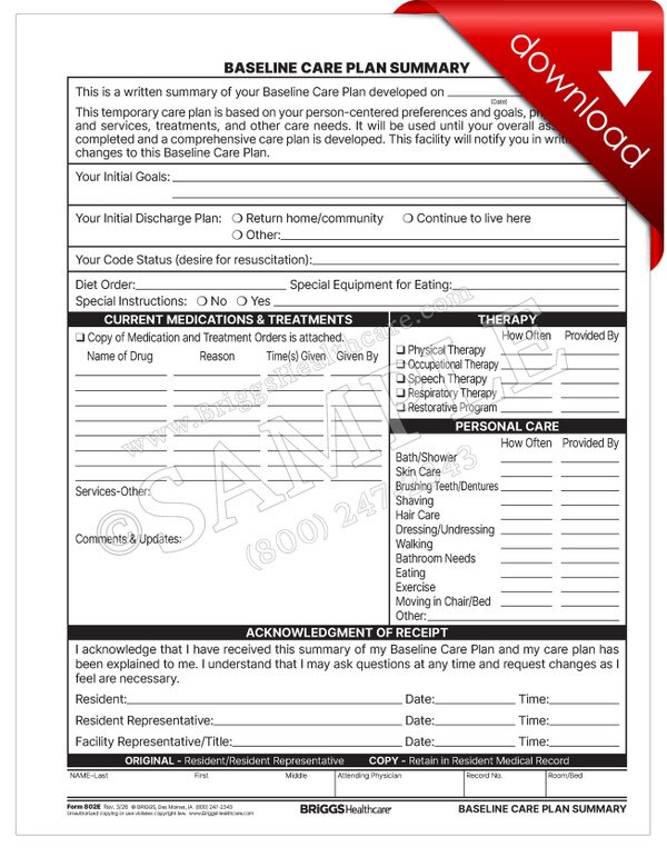 Baseline Care Summary - DIGITAL FORM