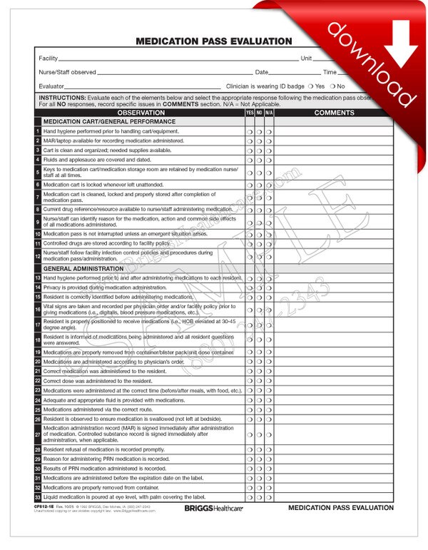 Medication Pass Evaluation – DIGITAL FORM