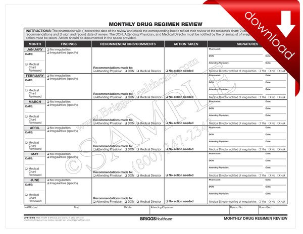 Monthly Drug Regimen Review - DIGITAL FORM