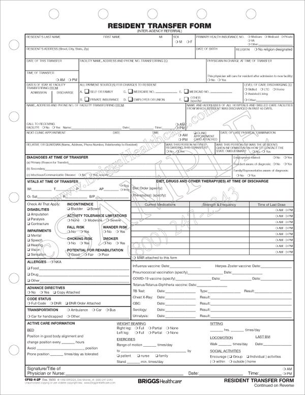 Resident Transfer Form