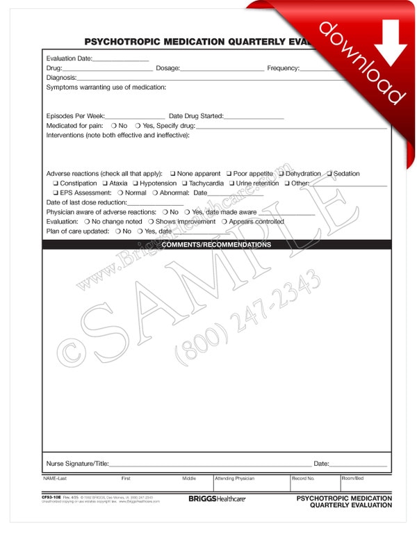 Psychotropic Medication Quarterly Evaluation - DIGITAL FORM