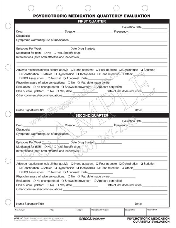 Psychotropic Medication Quarterly Evaluation