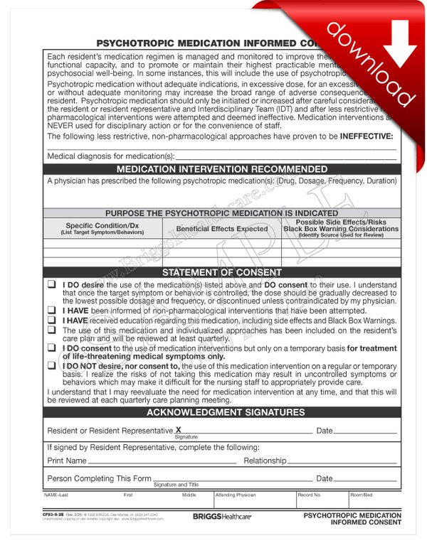 Psychotropic Medication Informed Consent - DIGITAL FORM