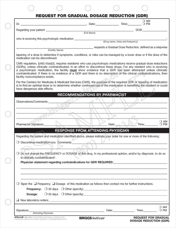 Request For Gradual Dosage Reduction (GDR)
