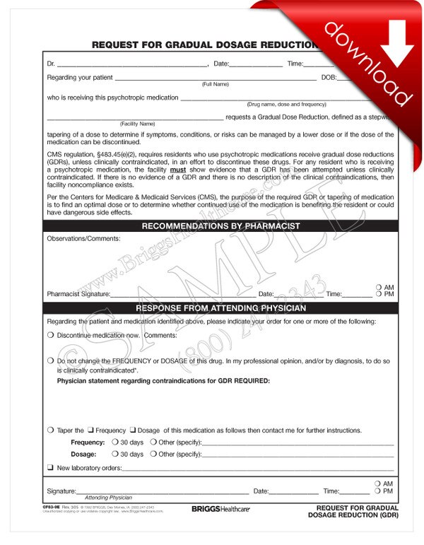 Request For Gradual Dosage Reduction (GDR) – DIGITAL FORM