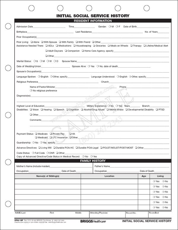 Initial Social Service History