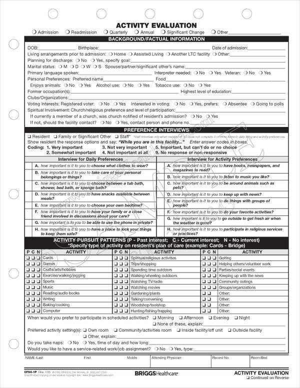 Activity Evaluation - Single Sheet