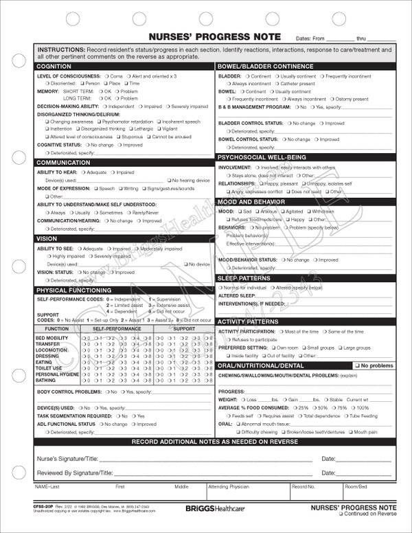 Nurses’ Progress Note