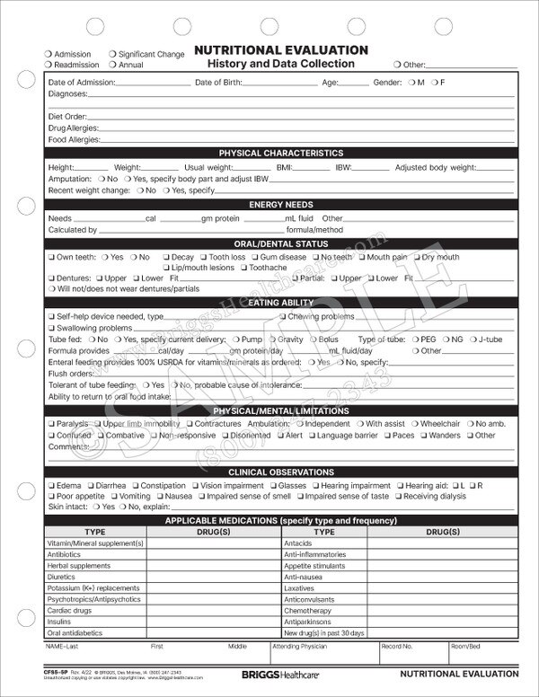 Nutritional Evaluation History and Data Collection