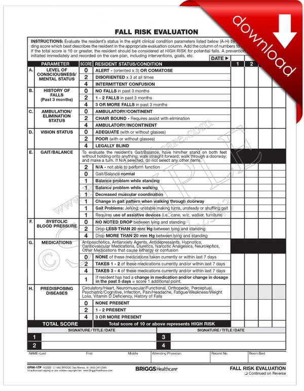 Fall Risk Evaluation - DIGITAL FORM