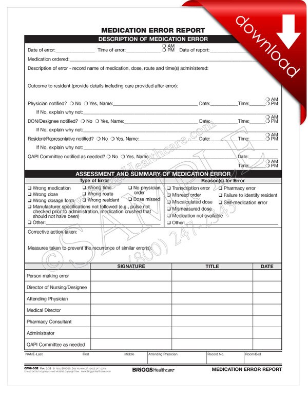 Medication Error Report - DIGITAL FORM