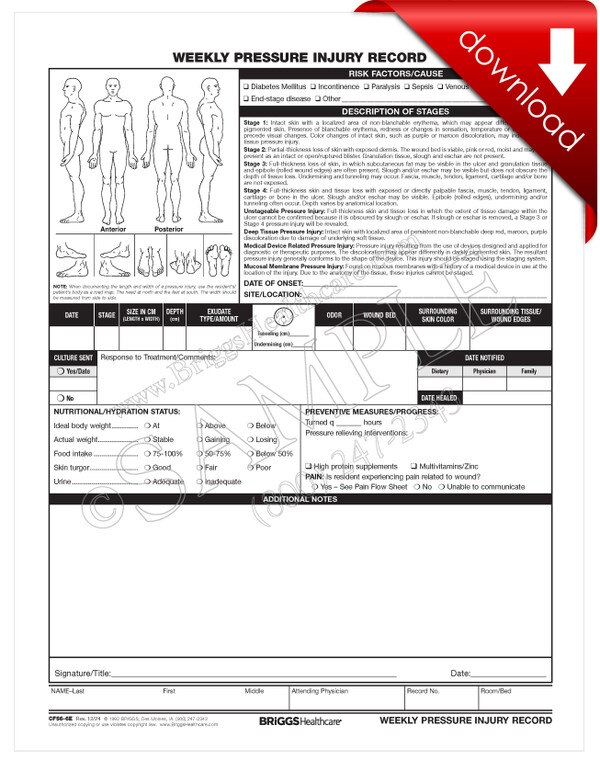 Weekly Pressure Injury Record - DIGITAL FORM