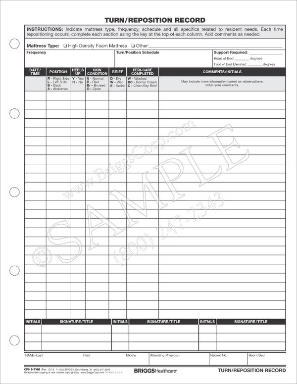 Printable Turning And Repositioning Chart