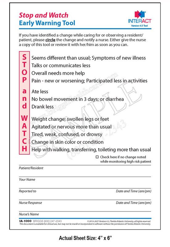 INTERACT® Stop and Watch Early Warning Tool