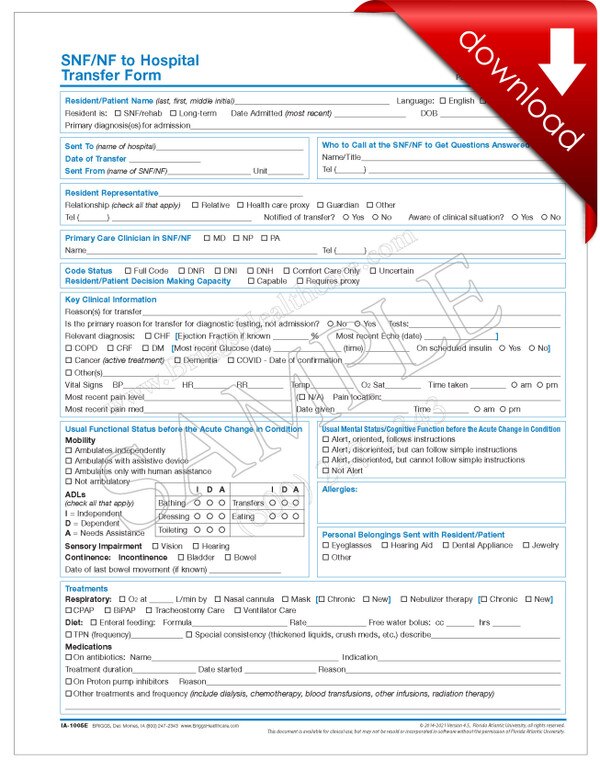 INTERACT® SNF/NF to Hospital Transfer Form - DIGIAL FORM