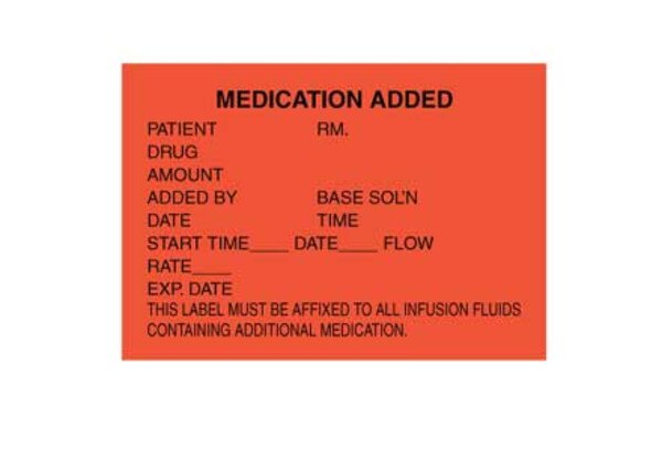 IV Label - Medication Added - 1-3/4" x 2-1/2"