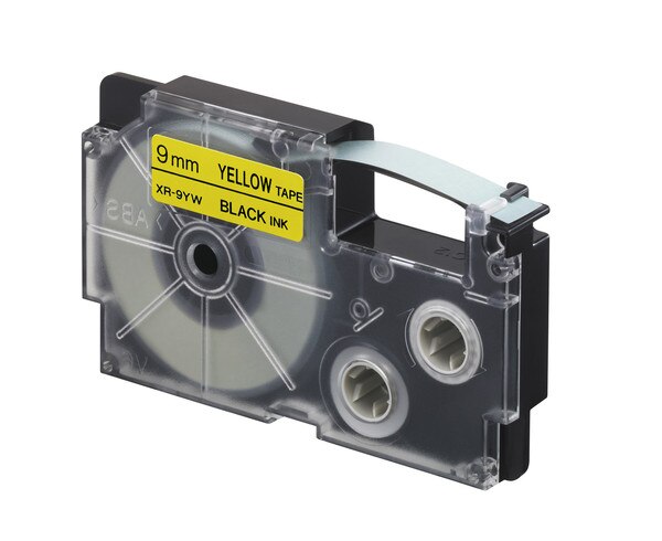 Casio Label Printer Cartridge - 9MM - Black on Yellow : CLOSEOUT ITEM