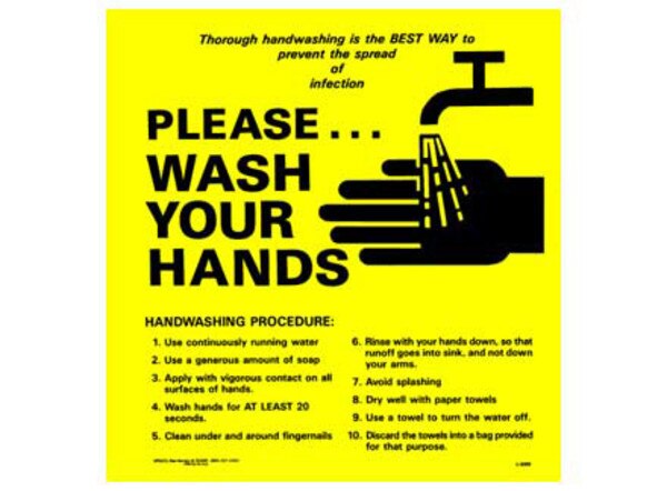 Sign - Handwashing Reminder - Laminated - 8-1/2" x 8-1'2"