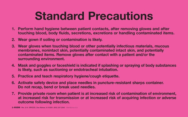 Sign - Isolation Precaution - Standard - Laminated - 8" x 5"