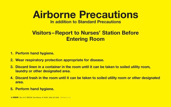 Sign - Isolation Precaution - Airborne - Laminated - 8" x 5"
