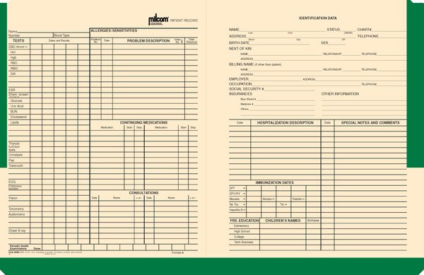 Milcom Medical Record Jacket