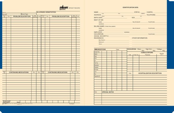 Milcom Medical Record Jacket