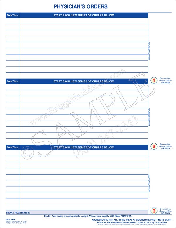 Physician Orders NCR