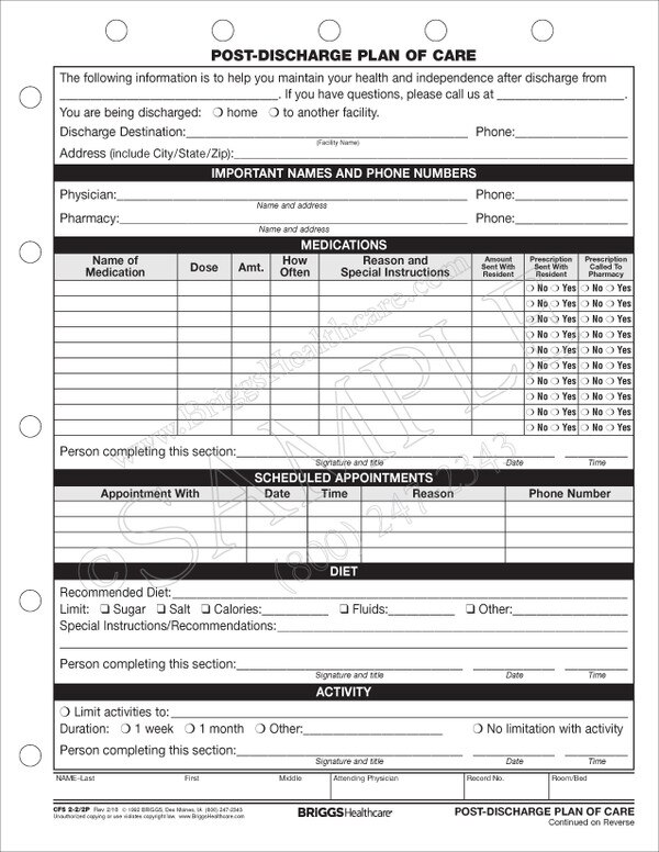Post Discharge Plan of Care
